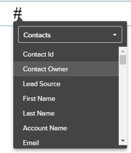 Zoho CRM Merge Field Tags - Zoho CRM